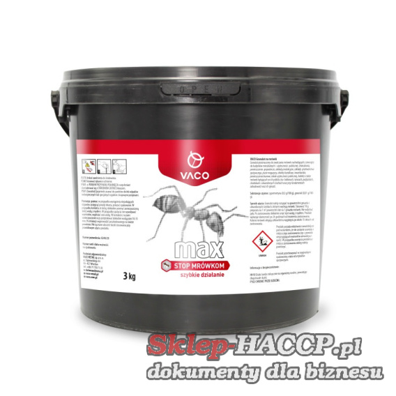 Vaco max czerwony proszek na mrówki 3kg w wiaderku.